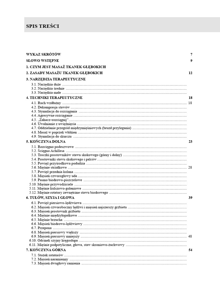 Masaz Tkanek Glebokich Spis | PDF