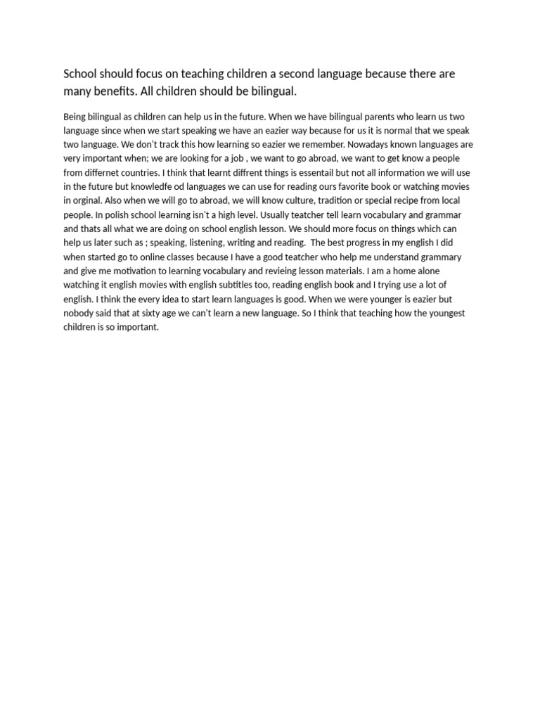 Benefits of Bilingual Education | PDF
