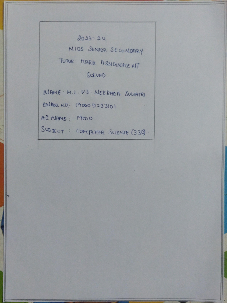 190005233101 Computer Science Tma | PDF