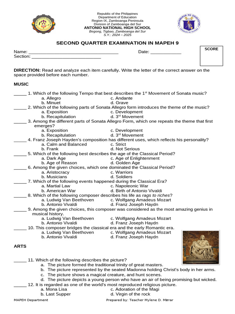 Q2 MAPEH 9 - Exam Questionnaire | PDF | Recreational Drug Use | Substance Abuse