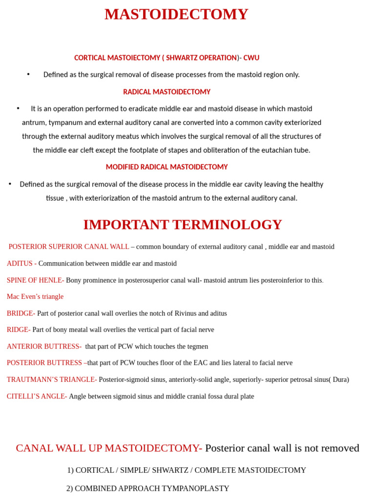 Mastoidectomy Class For MBBS | PDF | Ear | Human Head And Neck