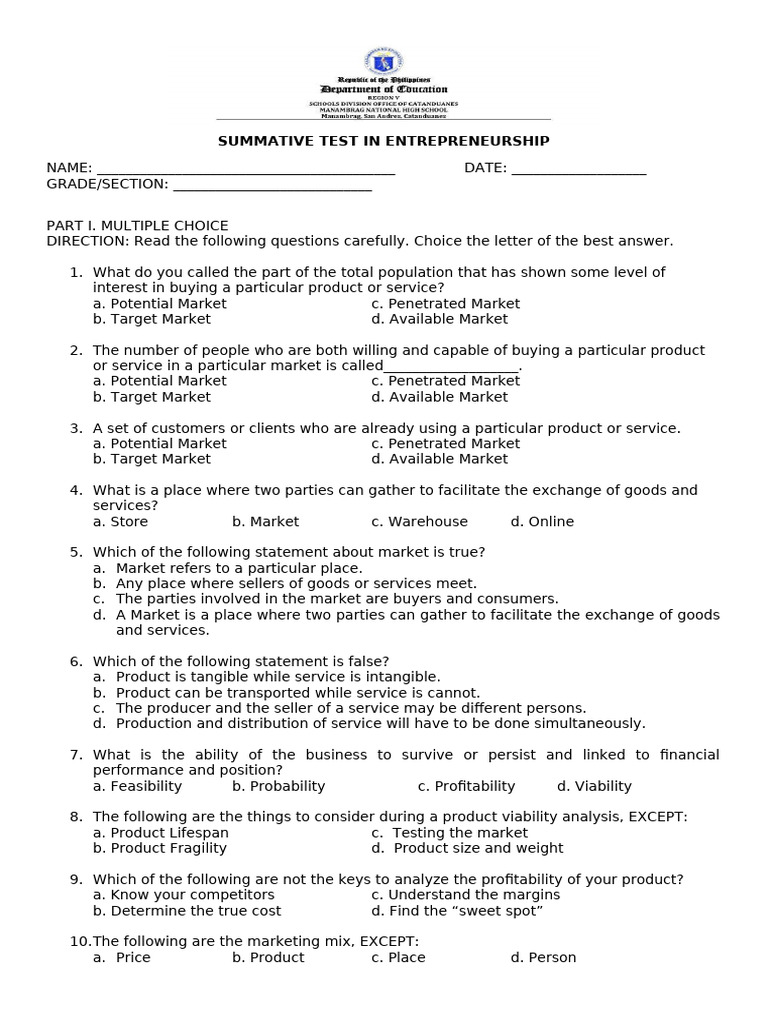 Quiz 2 in Entrep | PDF | Goods | Product (Business)
