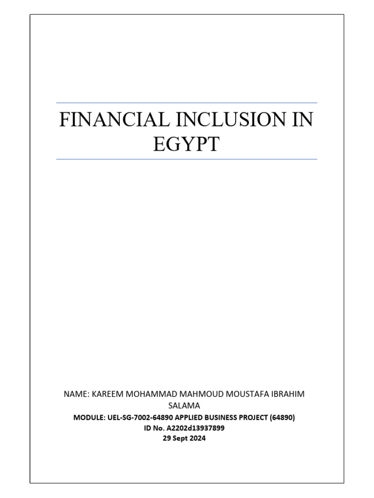 Kareem Salama MBA Dissertation Rev 07 | PDF | Financial Inclusion ...