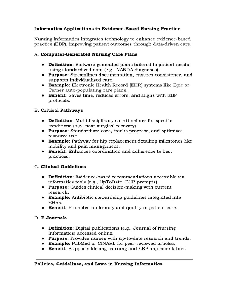 Notes On Informatics Applications in Evidence | PDF | Health ...