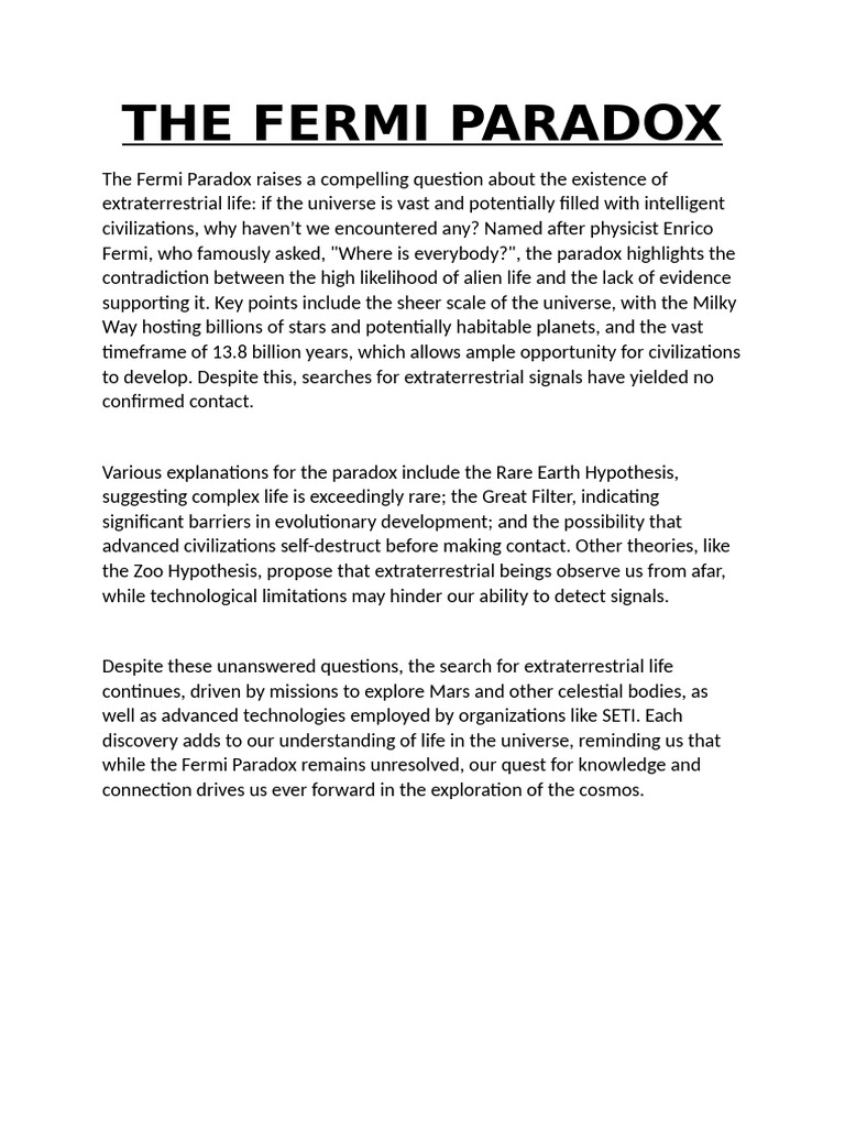 The Fermi Paradox | PDF
