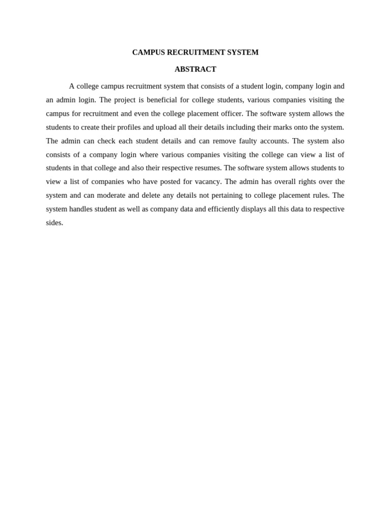 Campus Recruitment System | PDF | Recruitment | Databases