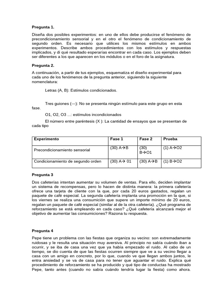 Ejemplos de Precondicionamiento Sensorial | PDF | Comportamiento | Experimentar