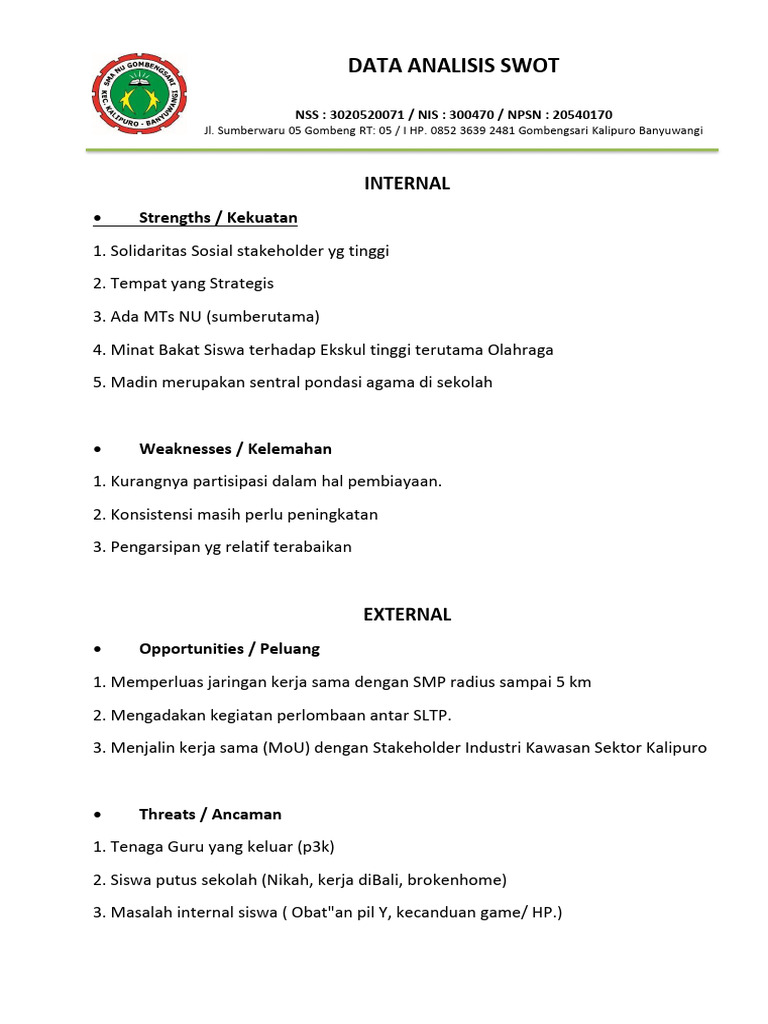 SWOT Analis | PDF