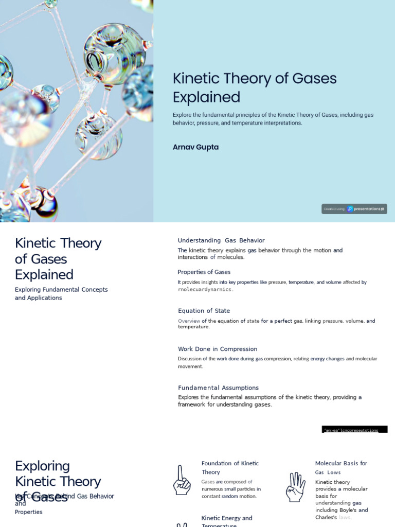 Kinetic Theory of Gases Comprehensive Analysis | PDF | Gases | Temperature