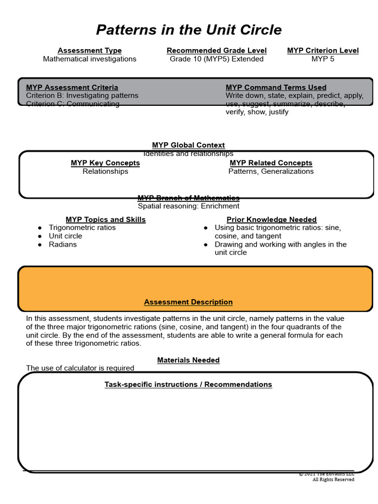 As Y5 - Patterns in The Unit Circle (Crit BC) ANSWER KEY | PDF ...