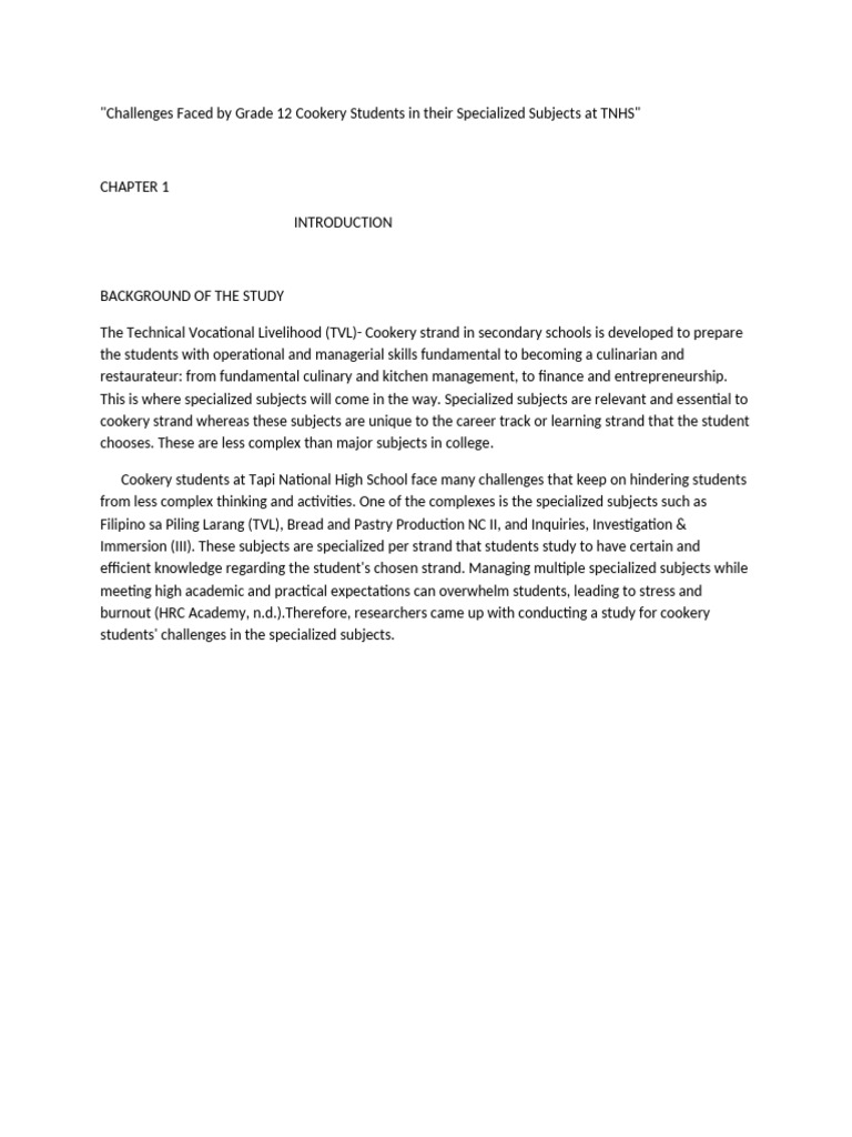 Challenges in Grade 12 Cookery Subjects | PDF | Learning | Cognition