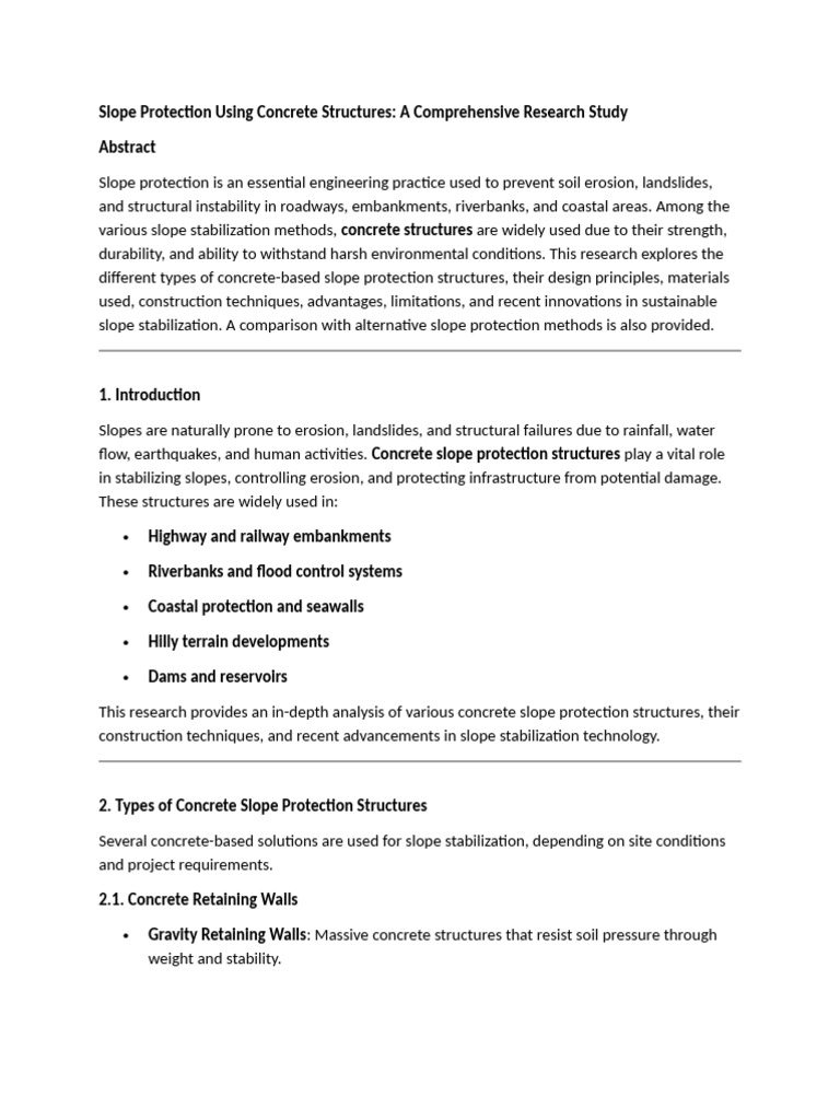 Concrete Slope Protection Methods Explained | PDF | Concrete | Deep ...