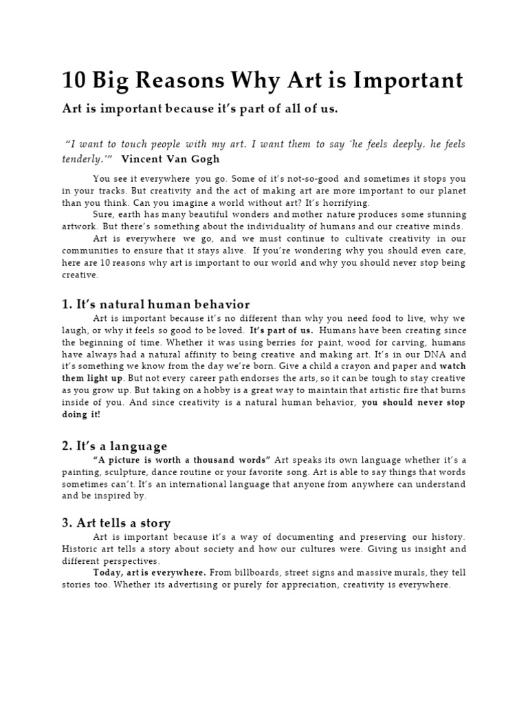 10 Big Reasons Why Art Is Important | PDF