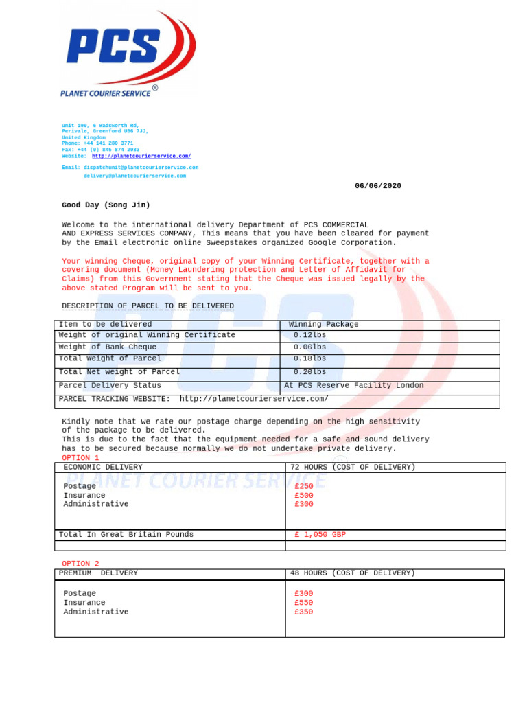 Parcel Shipment Airway Quotation | PDF | Mail