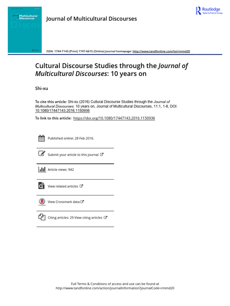 Cultural Discourse Studies: A Decade Review | PDF | Discourse ...