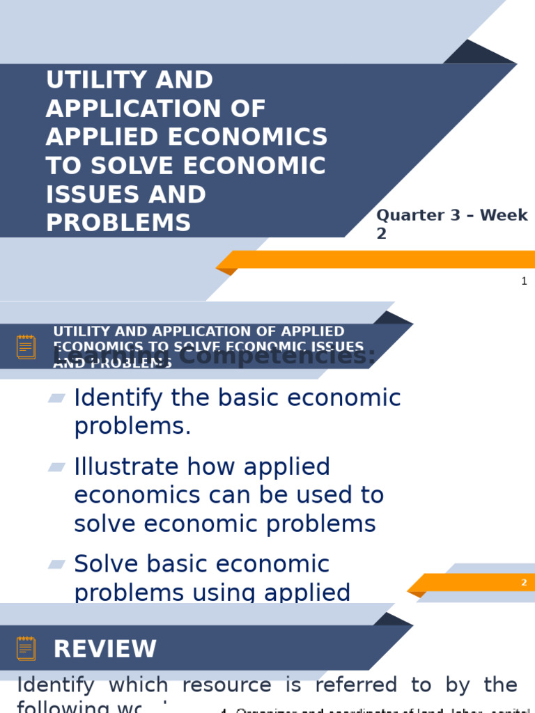 Lesson 2. Utility of Applied Economics To Solve Basic Economic Issues and Problems | PDF | Taxes ...