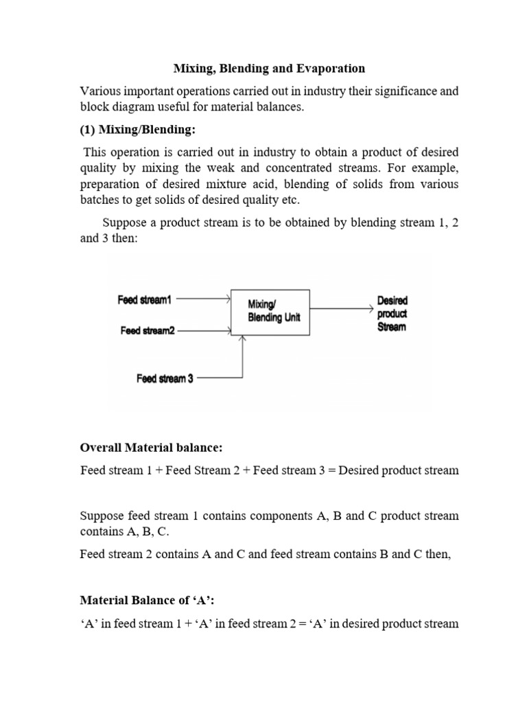 L10 Material-Balance-Mix Eva | PDF