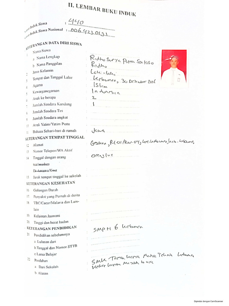 Buku Induk Ridho Surya | PDF