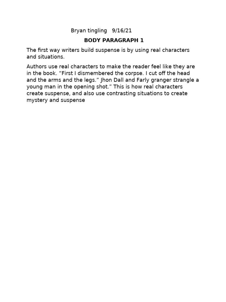 Bryan Tingling Paragraph | PDF