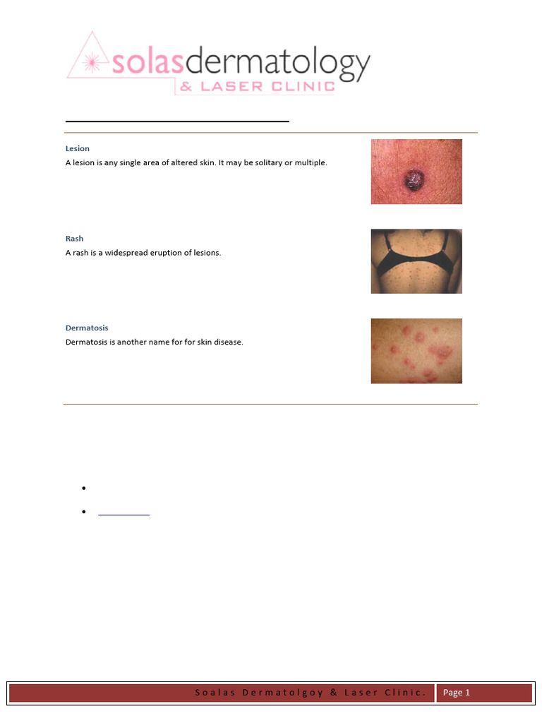 Terminology in Dermatology (Inglés) Autor Solas Dermatolgoy & Laser ...