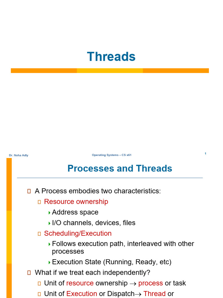 Lecture 04 - Threads | PDF | Thread (Computing) | Process (Computing)