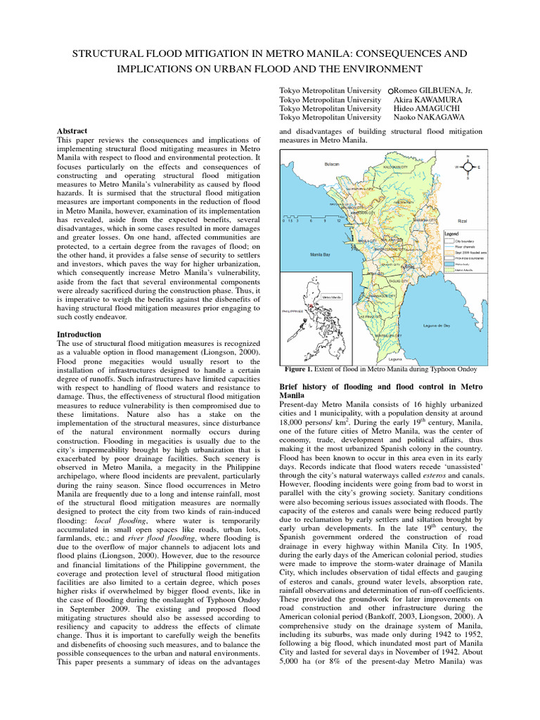 Structural Flood Mitigation in Metro Manila Consequences and | PDF ...