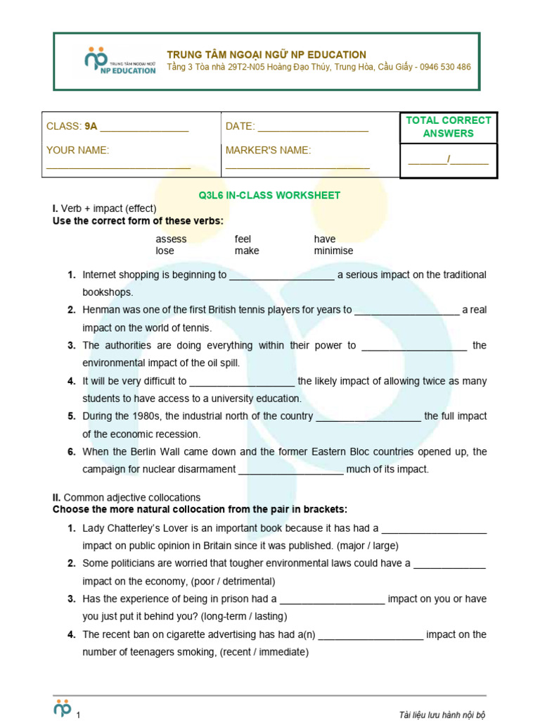 9a q3l6 In-Class Worksheet | PDF