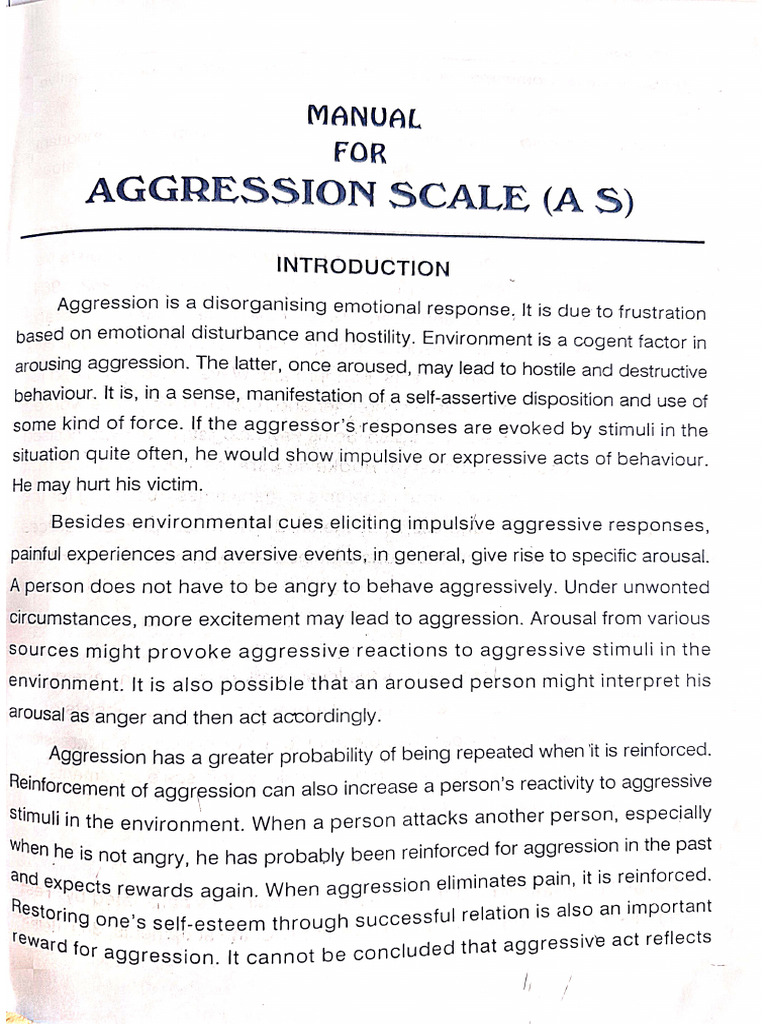 Aggression Scale | PDF