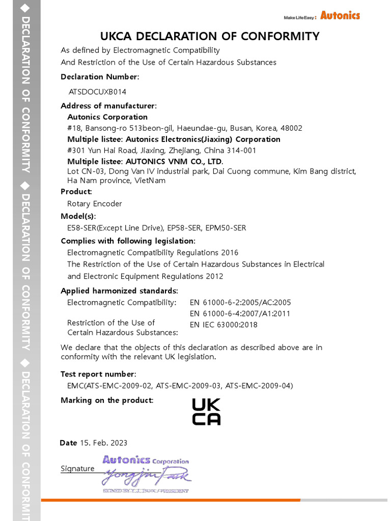 UKCA Certification E58 EP58 EPM50 Series | PDF