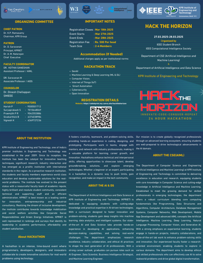 Hack The Horizon Brochure | PDF | Artificial Intelligence | Intelligence (AI) & Semantics