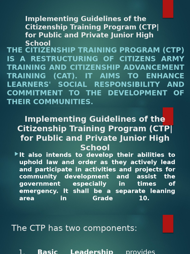 Implementing Guidelines of The Citizenship Training Program | PDF ...