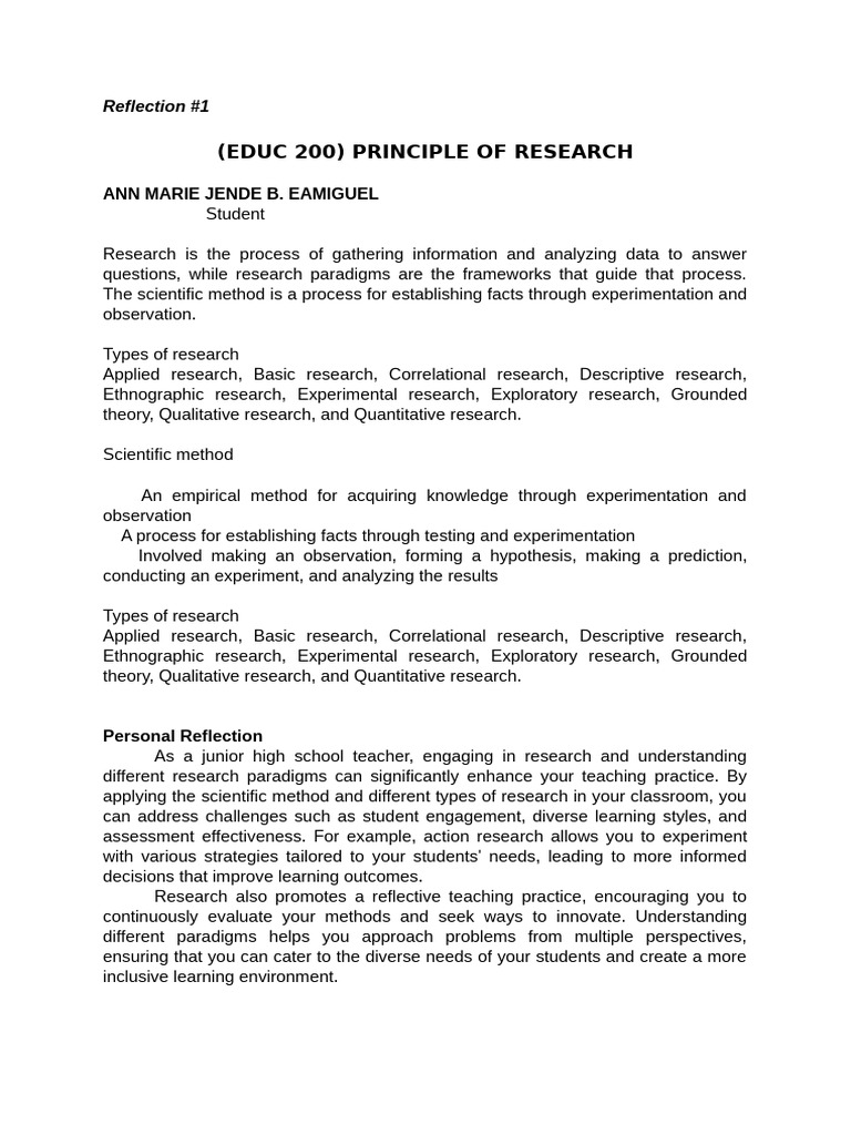 (Educ 200) Principle of Research | PDF