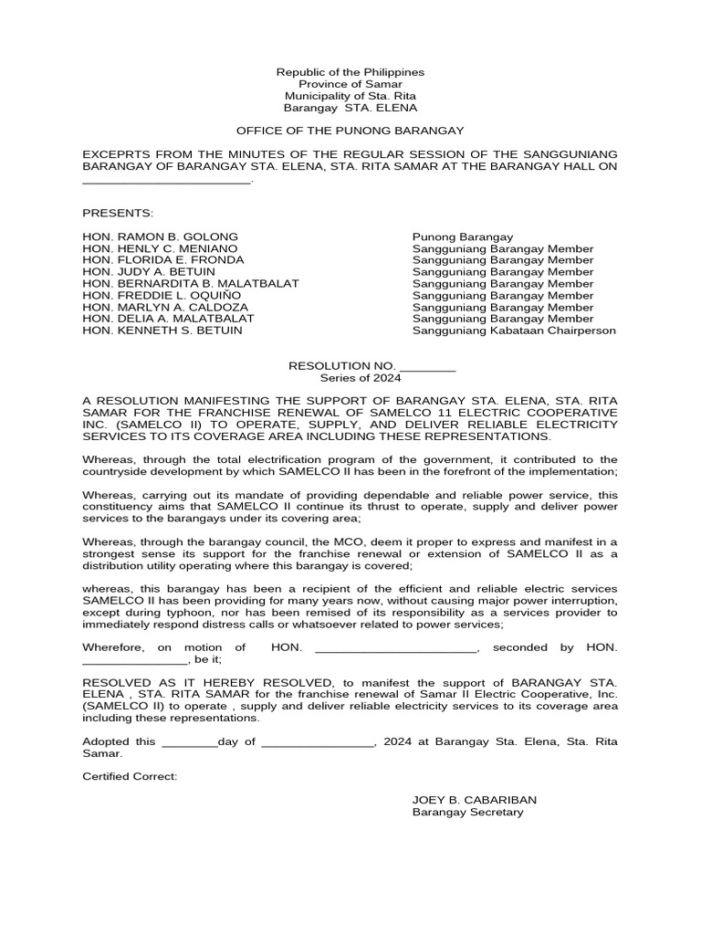 Resolution for SAMELCO II | PDF | Electric Power