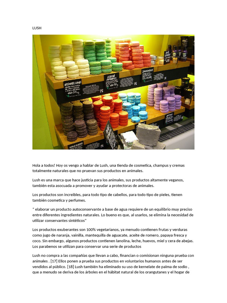 Lush: Cosmética Natural y Compromiso Animal | PDF | Productos cosméticos
