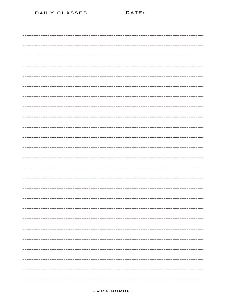 Black & White Minimalist Simple Lined Paper Daily Notes Document A4 | PDF