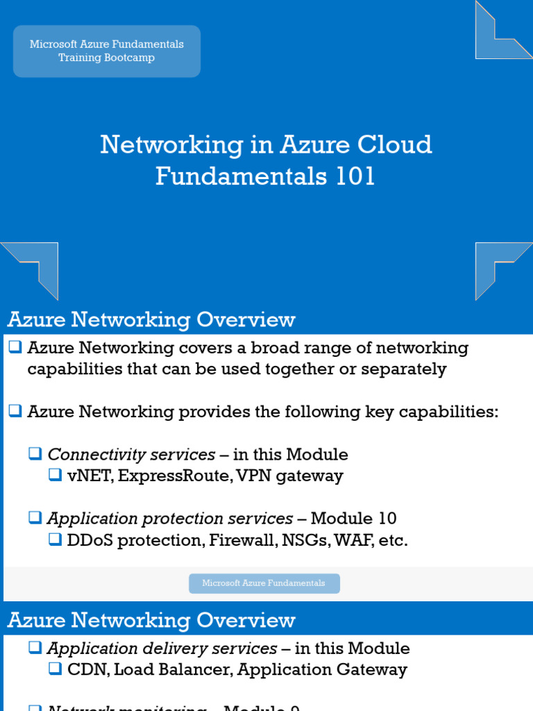 7.2 Networking in Azure Cloud Fundamentals 101 | PDF | Computer Network | Microsoft Azure