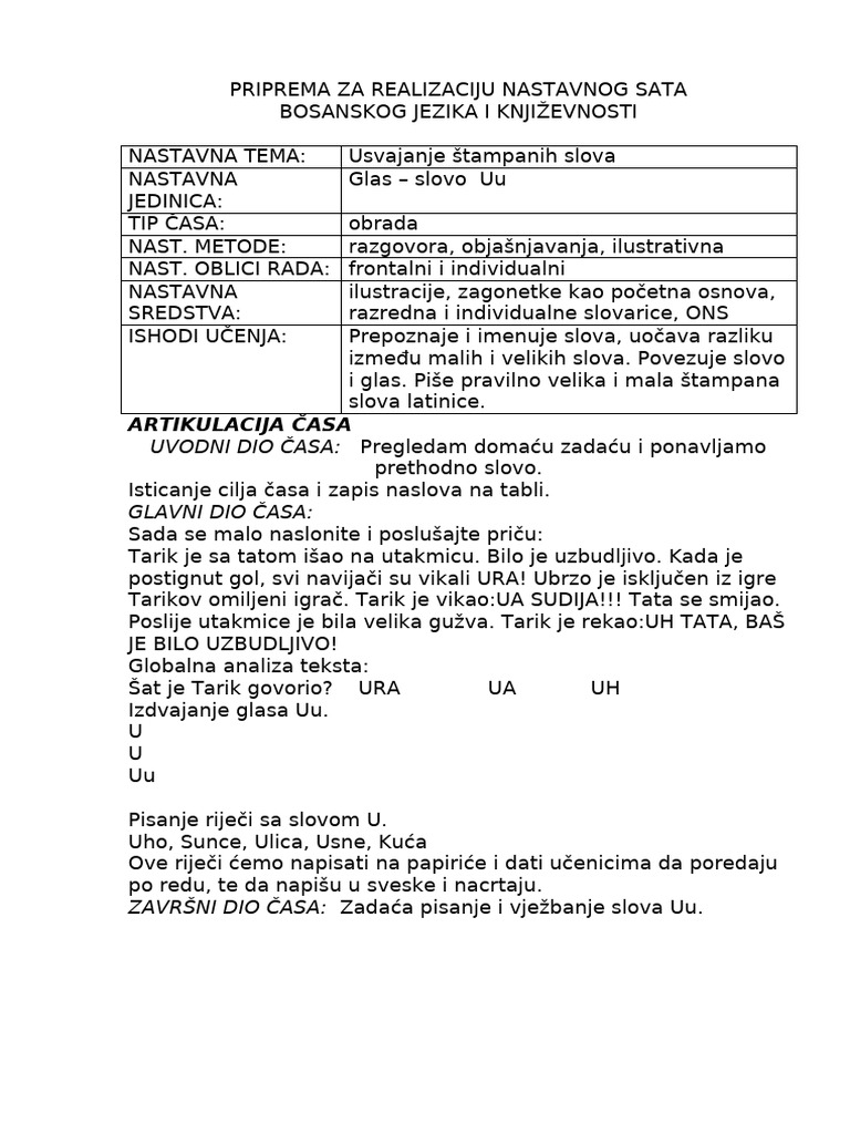 Glas - Slovo Uu | PDF