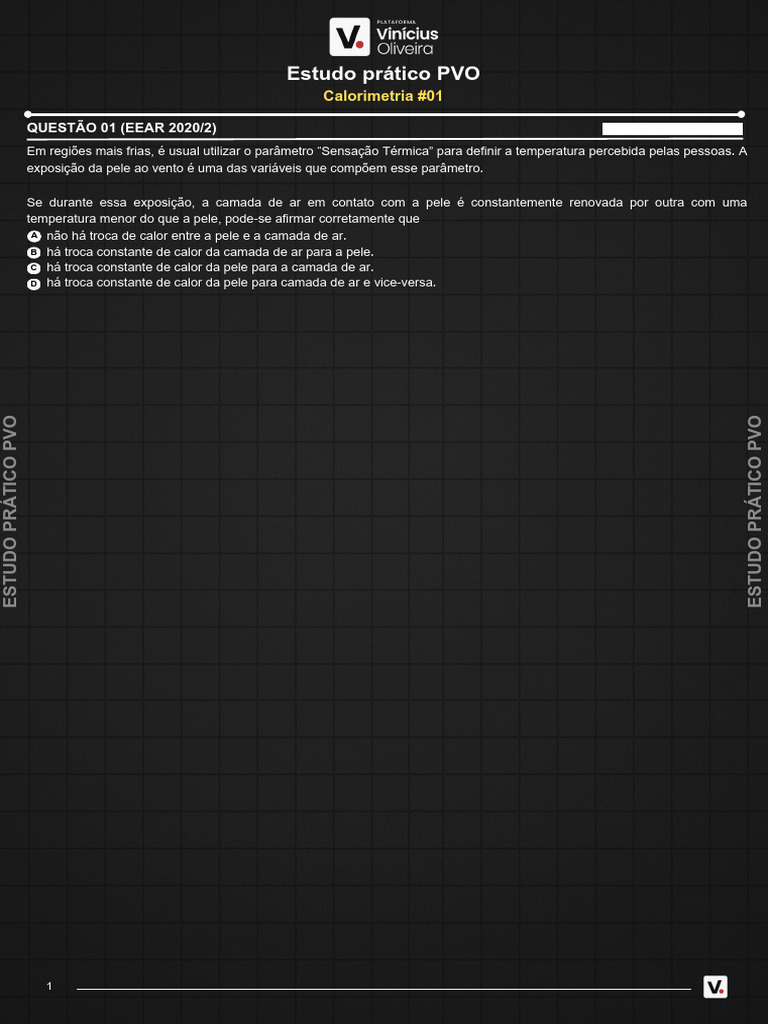 Estudo Prático PVO - Calorimetria #01 | PDF | Calor | Temperatura
