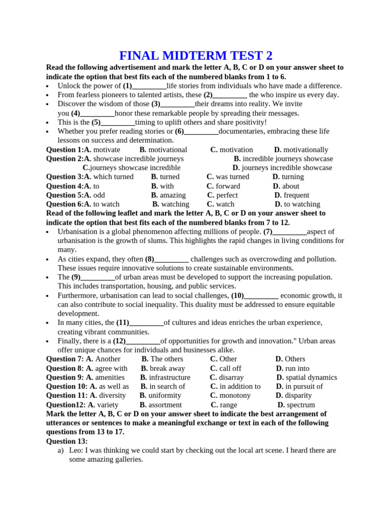 Final Midterm Test 2 | PDF | Mindfulness | Sustainability