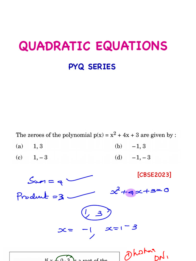 Class 10 Quadratic Equations Guide | PDF | Mathematics