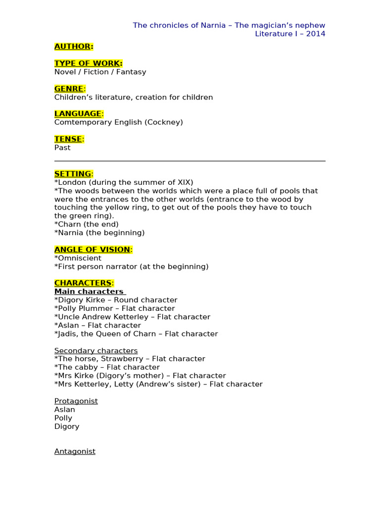Analysis of Narnia Book | PDF | The Chronicles Of Narnia | Aslan