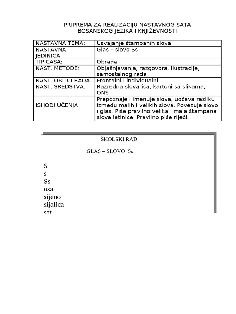 Glas - Slovo Ss | PDF