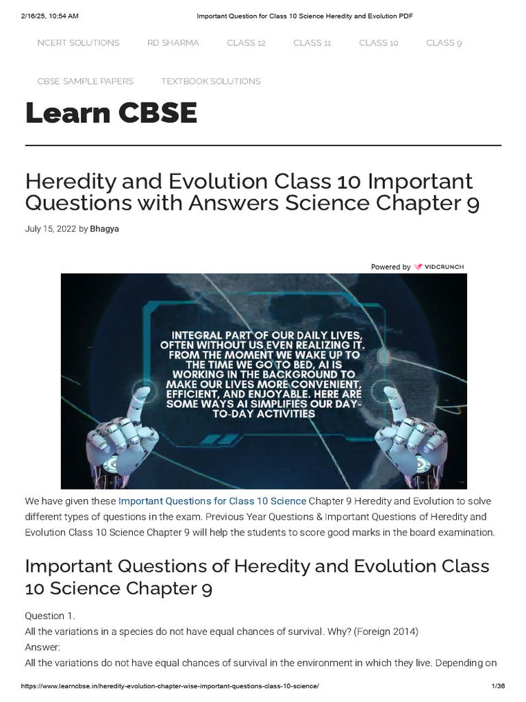 Class 10 Heredity & Evolution Q&A Guide | PDF | Dominance (Genetics ...