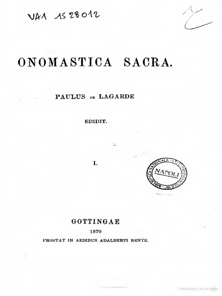 Onomastica Sacra | PDF