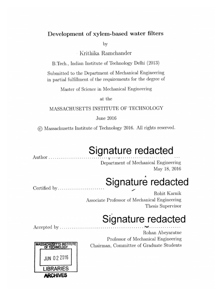Signature Redacted | PDF | Water Purification | Filtration