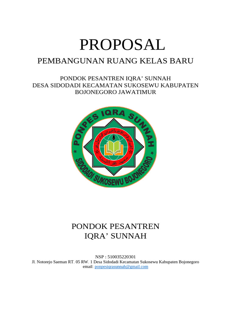 Proposal Asrama Ponpes Iqra Sunnah 2024 Pusat | PDF