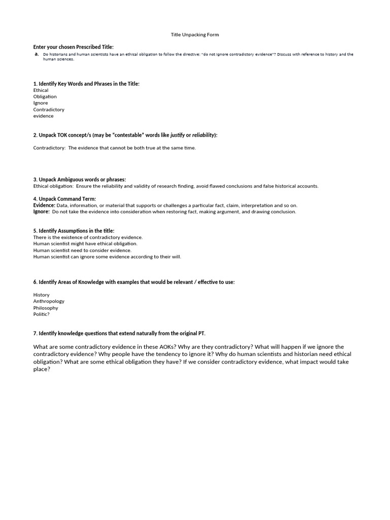Title Unpacking Form | PDF