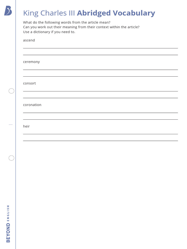 King Charles III Abridged Vocabulary | PDF