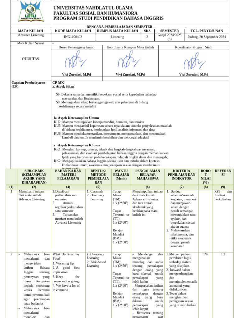 Rps Advance Listening Genap 21 | PDF