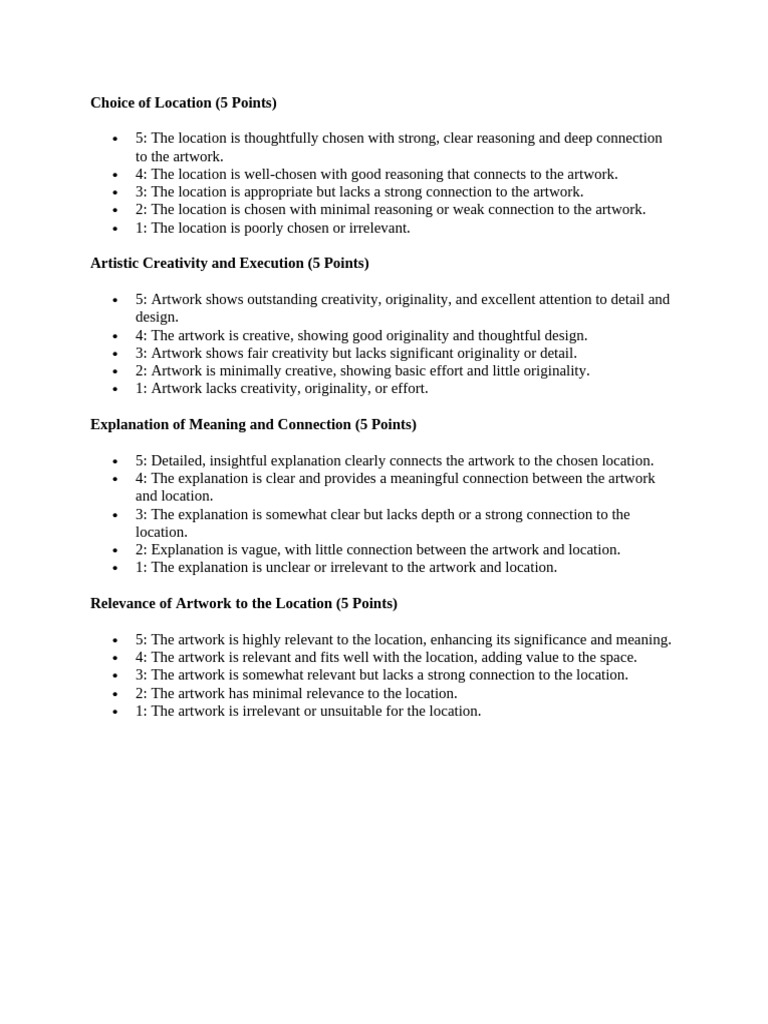 Artwork Location Evaluation Criteria | PDF